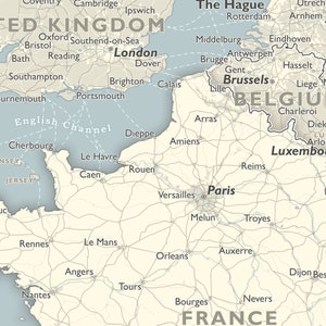 Map of France Framed Wall Art or Print, Detailed Cities With Roads ...