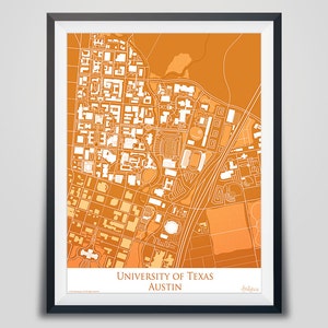 University of Texas Austin Campus Map, Austin City Wall Art, UTA ...