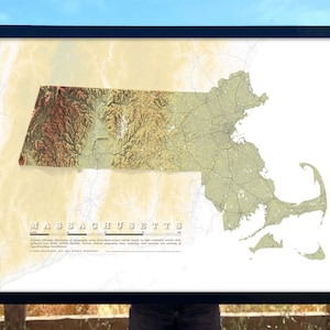 Massachusetts Map Topo Shaded Relief, Hydrology, Roads, Lakes, Rivers ...