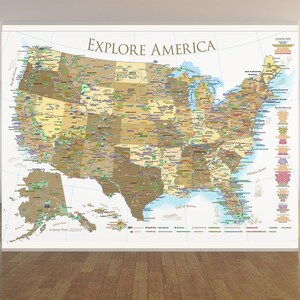 Wall Decal - USA Wallpaper Map - USA Gold - Wall Sticker Room Decor Map ...