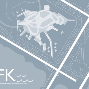 New York City Airport Map Poster - JFK - John F. Kennedy Airport - Map ...