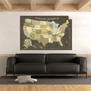 Giant USA Map Wall Paper, National Parks With Roads, United States Wall ...