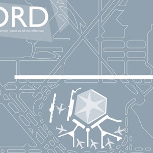 ORD Chicago Airport Map Poster, O’hare Airport Code and Runway Diagram ...
