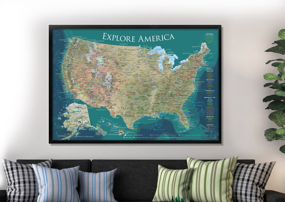 Personalized USA Push Pin Travel Map Labeled for Exploration, Vivid ...