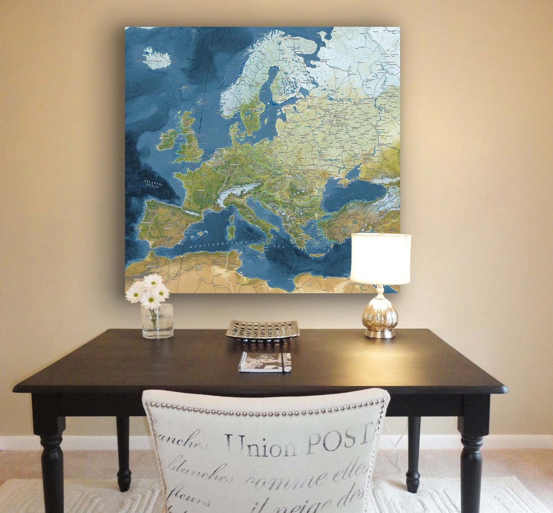 Europe Map Personalized Travel Map With Pins - Vivid Voyager Custom ...