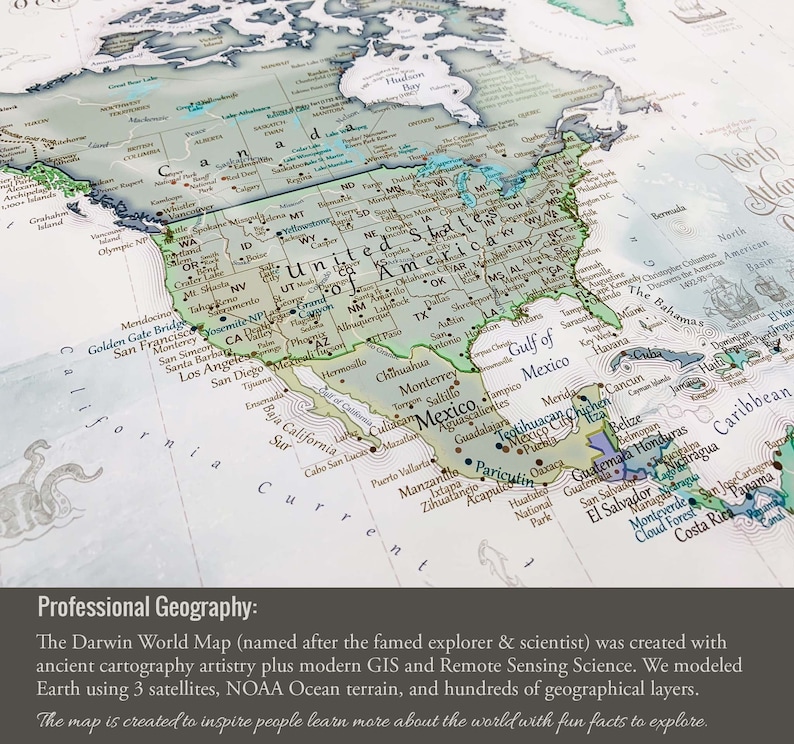 Classic World Map Wall Art Old World Design With Modern - Etsy