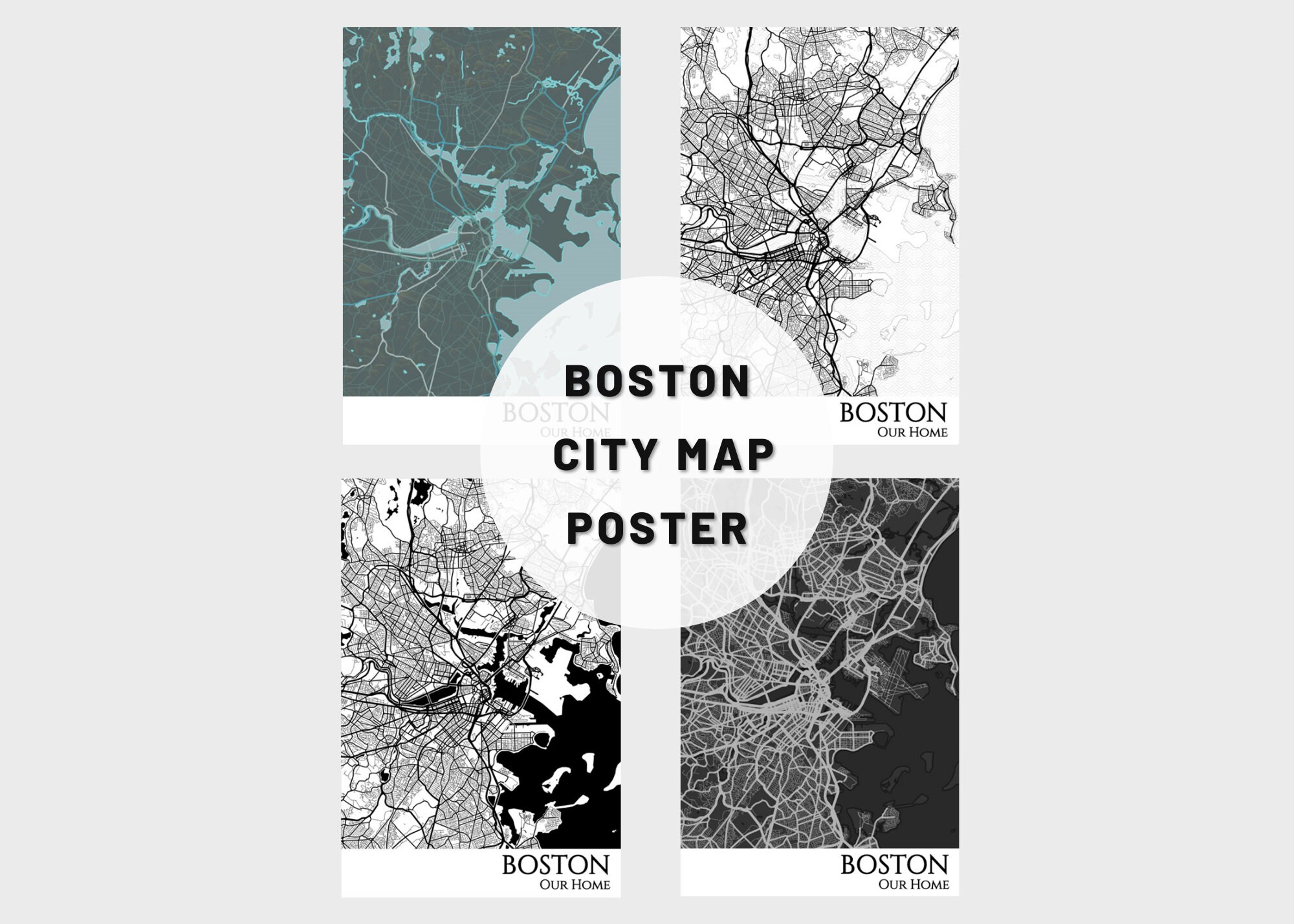 Boston Map Poster Boston Massachusetts Boston City Map | Etsy