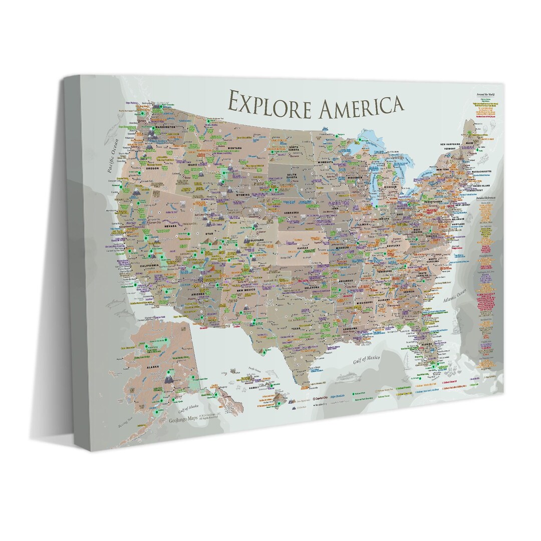 Personalized USA Push Pin Travel Map Labeled for Exploration, Earth ...