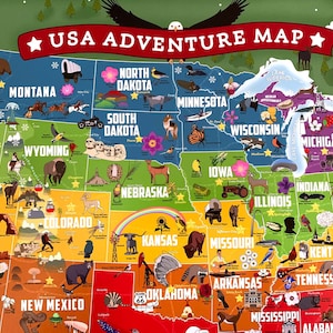 Large Kids USA State Map, Colorful and Bright, States With Capitals ...