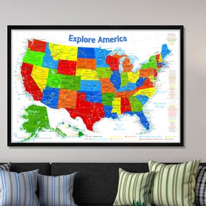Adventure Map for Kids Wall Art Game, Mark Travels to National Parks ...