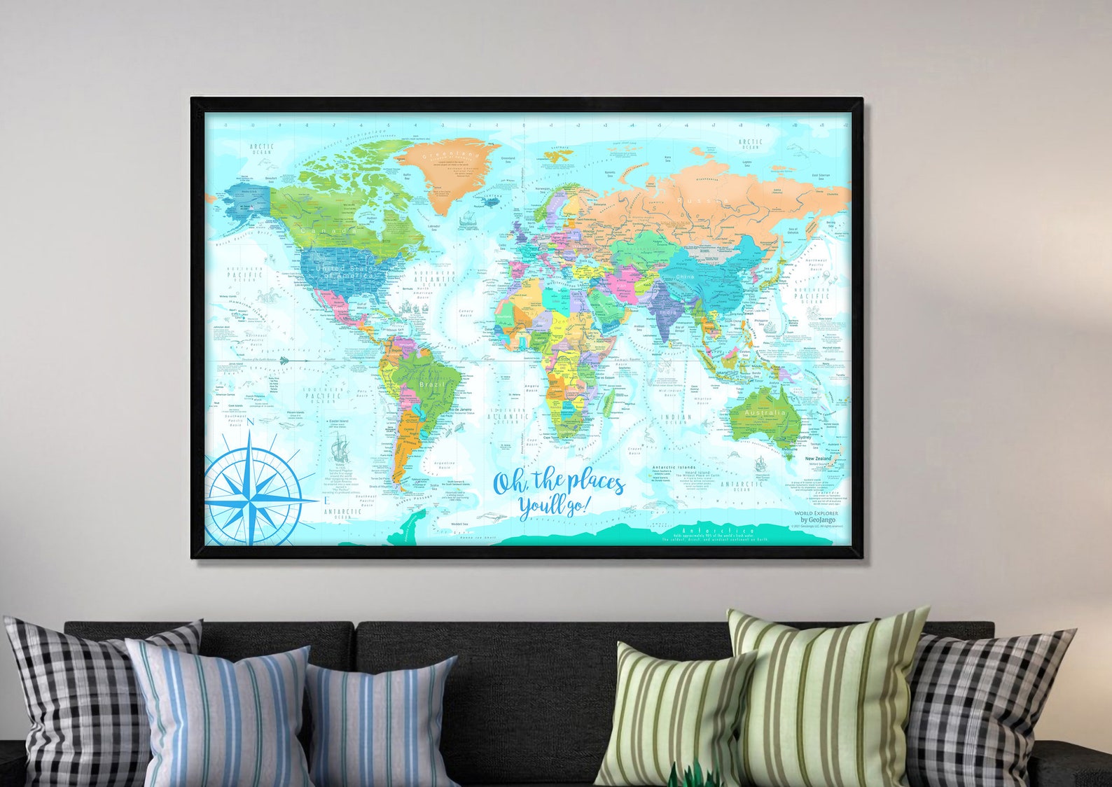 Kids World Map Oh the Places You'll Go Map Personalized - Etsy