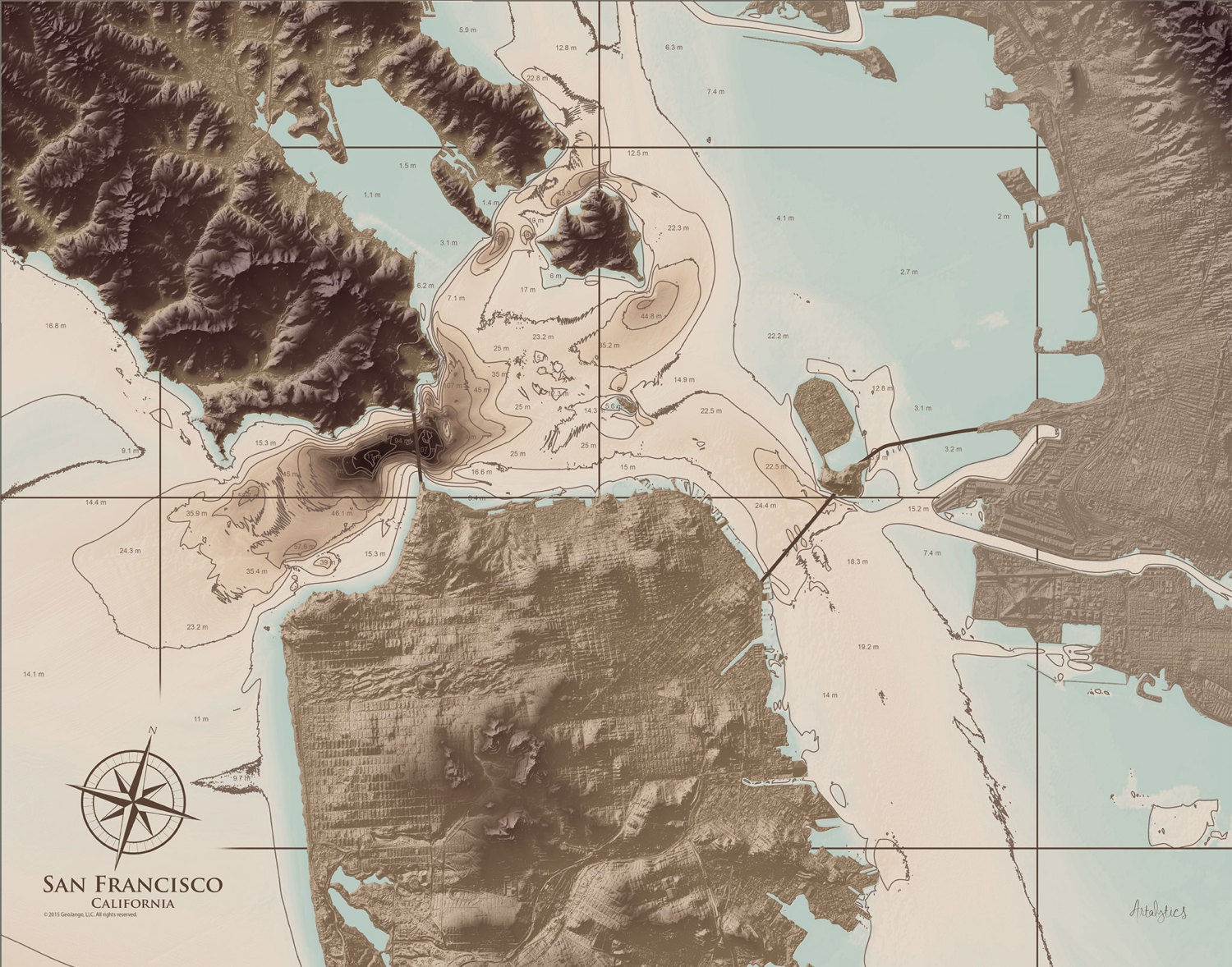 San Francisco Bay Nautical Map | San Francisco Map | Terrain and Sea ...
