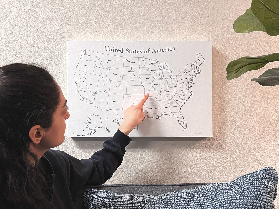 Personalized Mini USA Travel Map With Pins Labeled With States, Custom ...