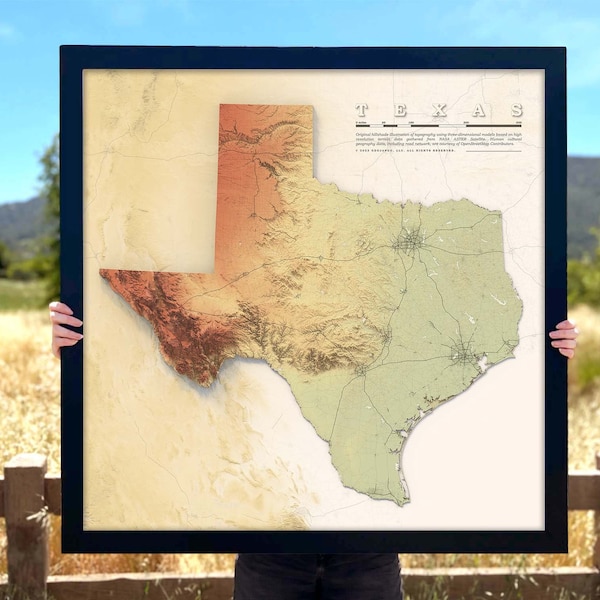 Texas Hydrology Map - Etsy