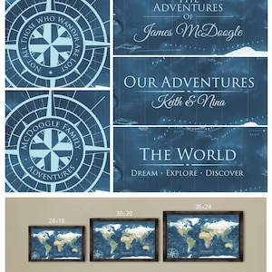 Personalized World Travel Map, Topographical With Blue Oceans, Natural ...