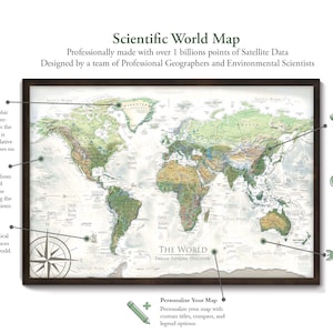 Nautilus World Map Push Pin, World Map Wall Art With USA National Parks ...