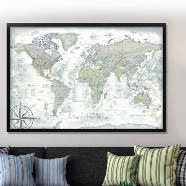 World Map Wall Art - Etsy