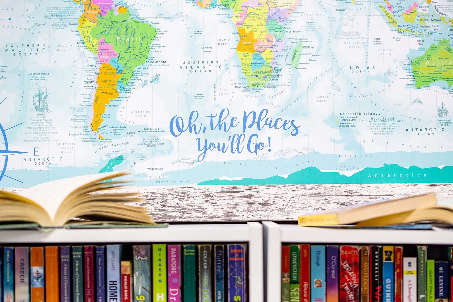 Educational World Map for Kids Room, Soft Pastel Colors, Detailed ...