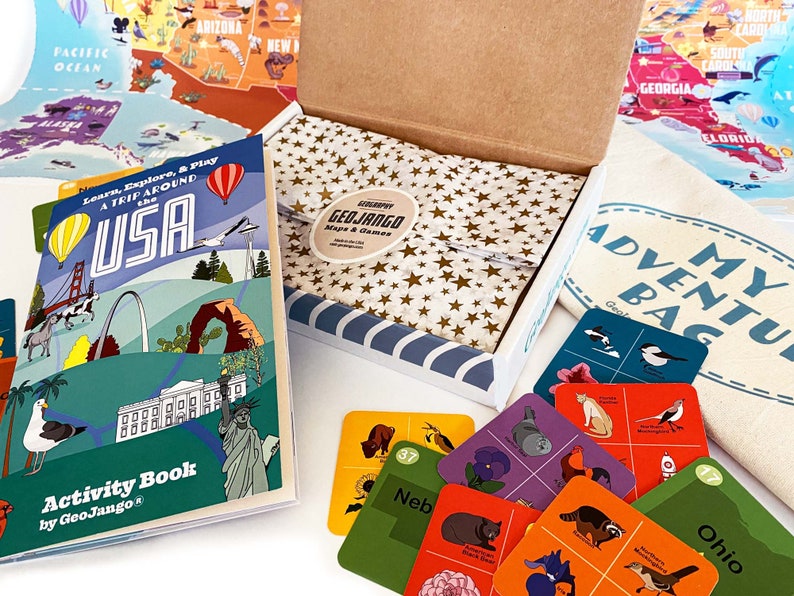 USA Kids Map and Adventure Game Bundle A Colorful and - Etsy