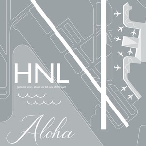 Honolulu Airport Map Poster - HNL - Hawaii Airport - Map Poster Wall ...