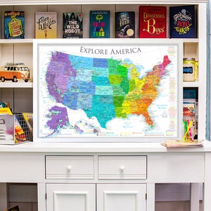 USA Map for Kids | Bright Colorful Map - Personalized Gift | Kids Map ...
