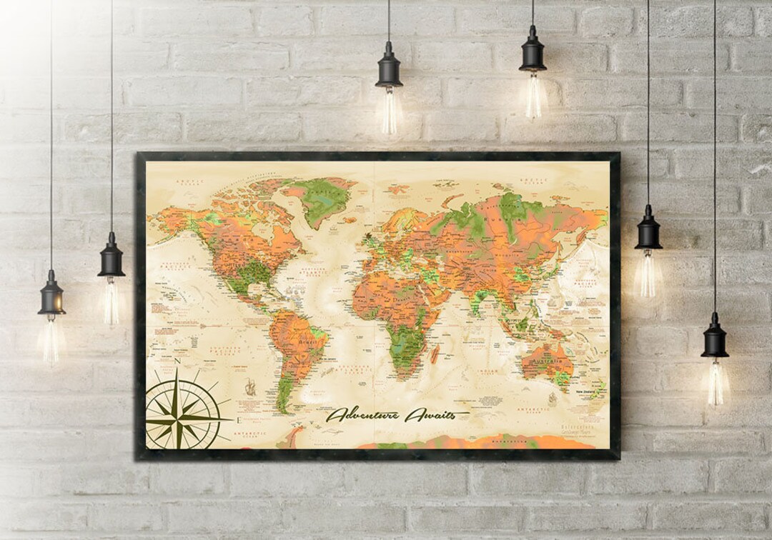 Watercolor World Map - Detailed Geography - Created by a Professional ...