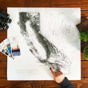 Shaded Relief Map of California State Topo Hydrology Roads Lakes Rivers ...