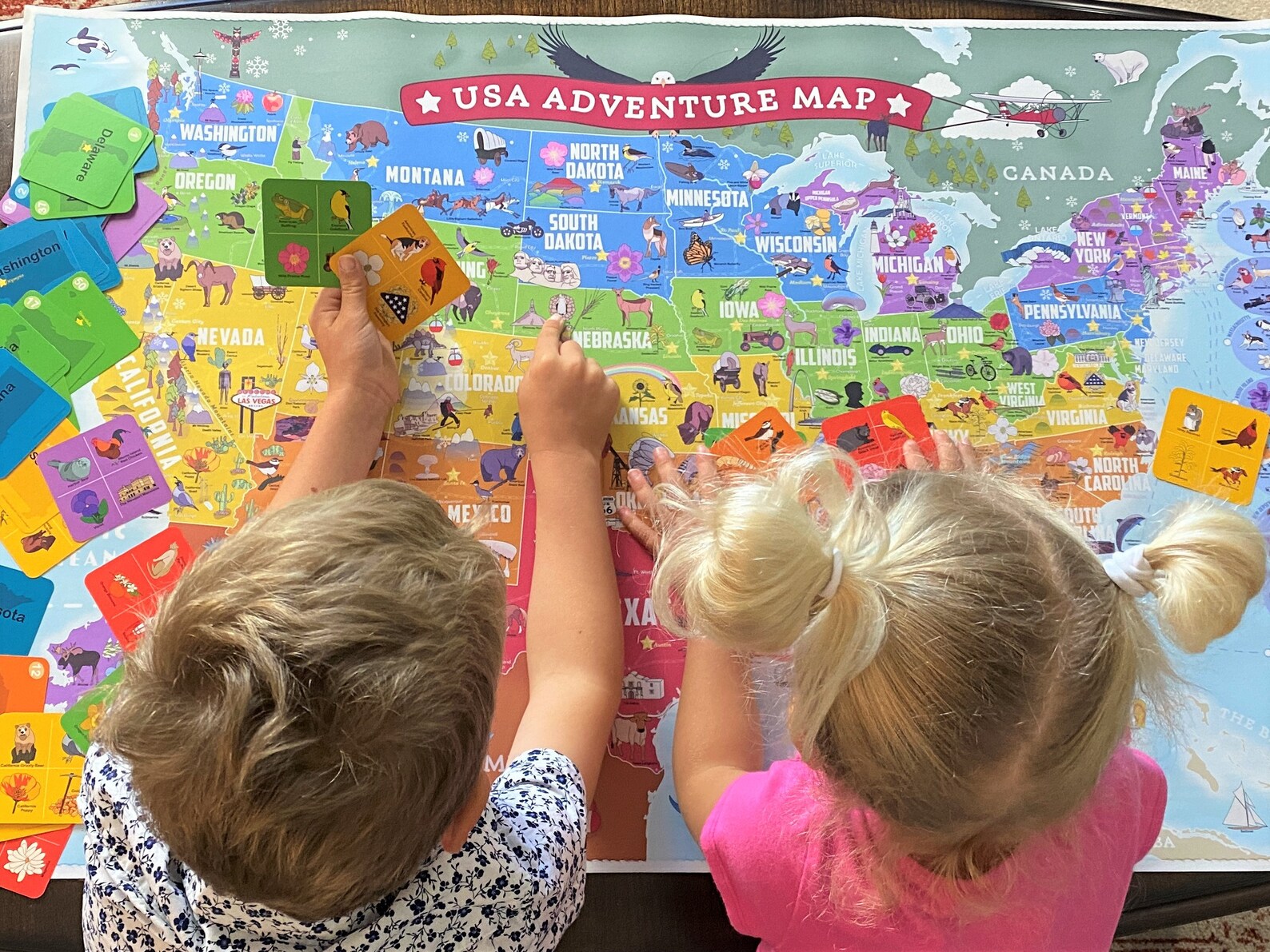 Large USA Map for Kids Colorful Beautifully Illustrated - Etsy