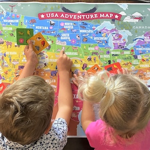 Large USA Map for Kids, Colorful Beautifully Illustrated Landmarks ...