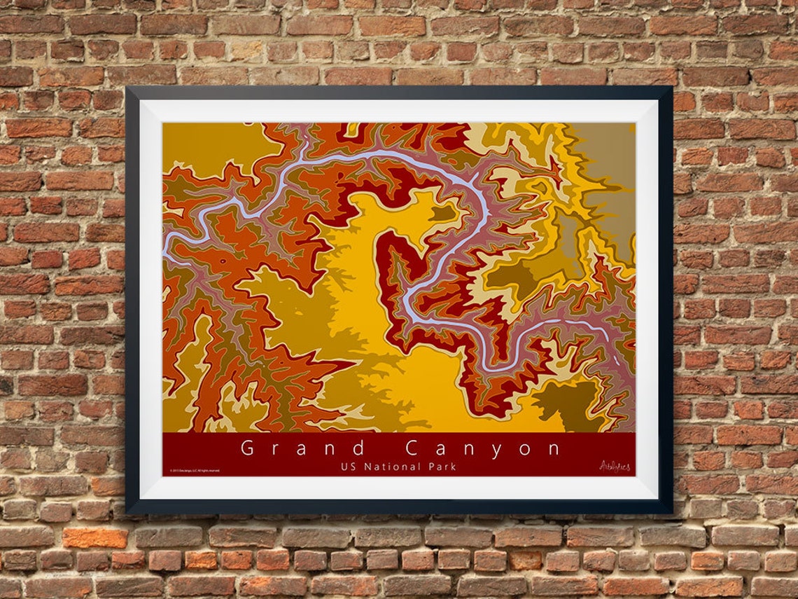 Grand Canyon Topo Map Art | US National Park Map | Geological Map of ...