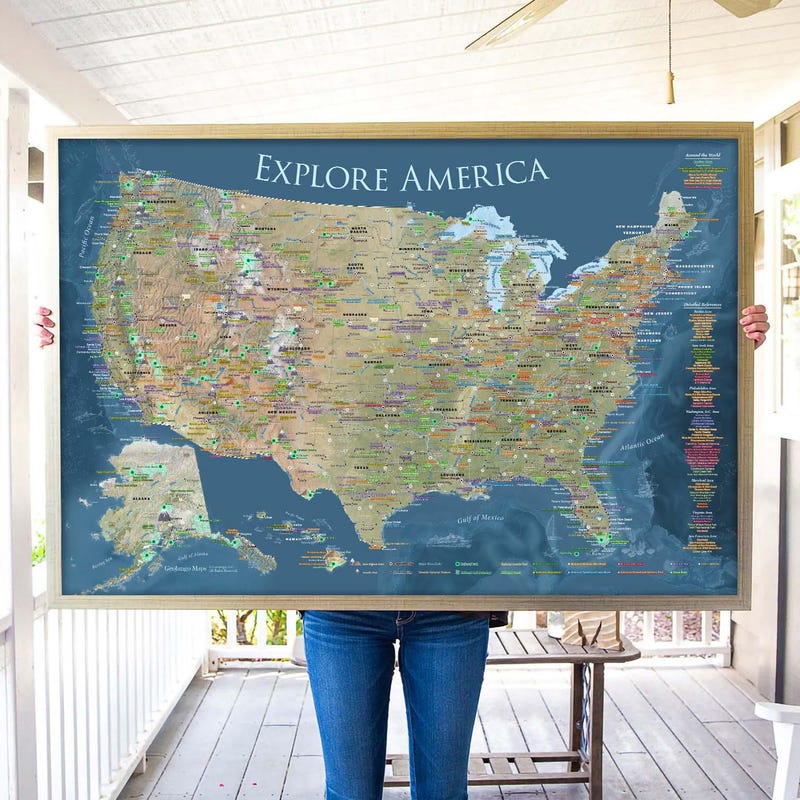 Topo Map of the Us - Etsy
