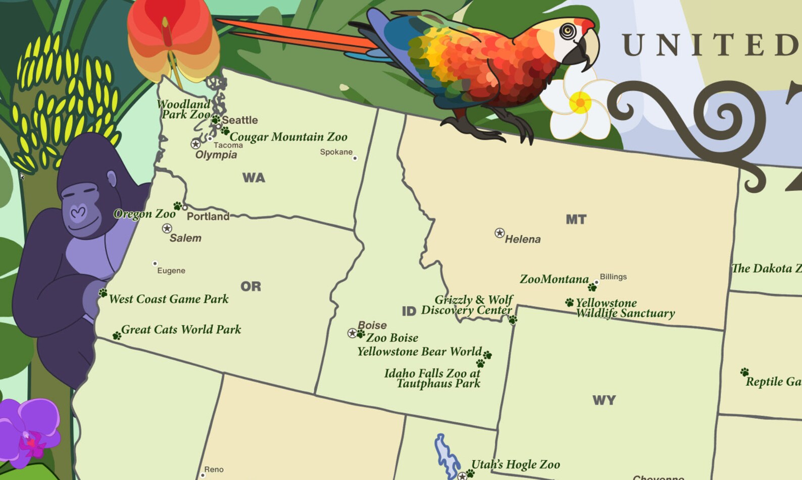 Top Zoos in the US Map - Best Zoos Across America - Animal and Wildlife ...