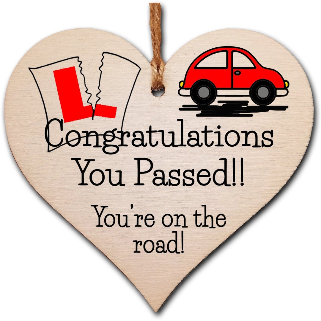 Handmade Wooden Hanging Heart Plaque Gift to Congratulate New Drivers ...