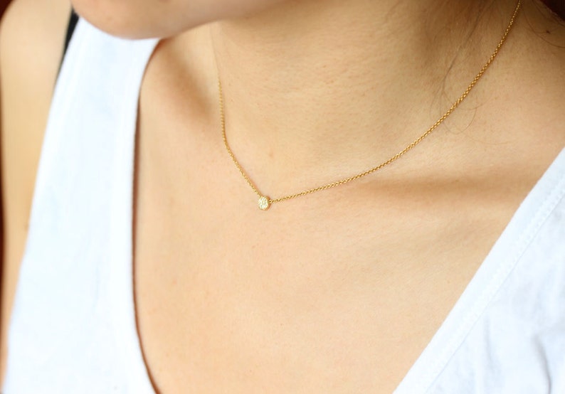 Simple Round Diamond Necklace Diamonds In Pave Set14K Yellow | Etsy