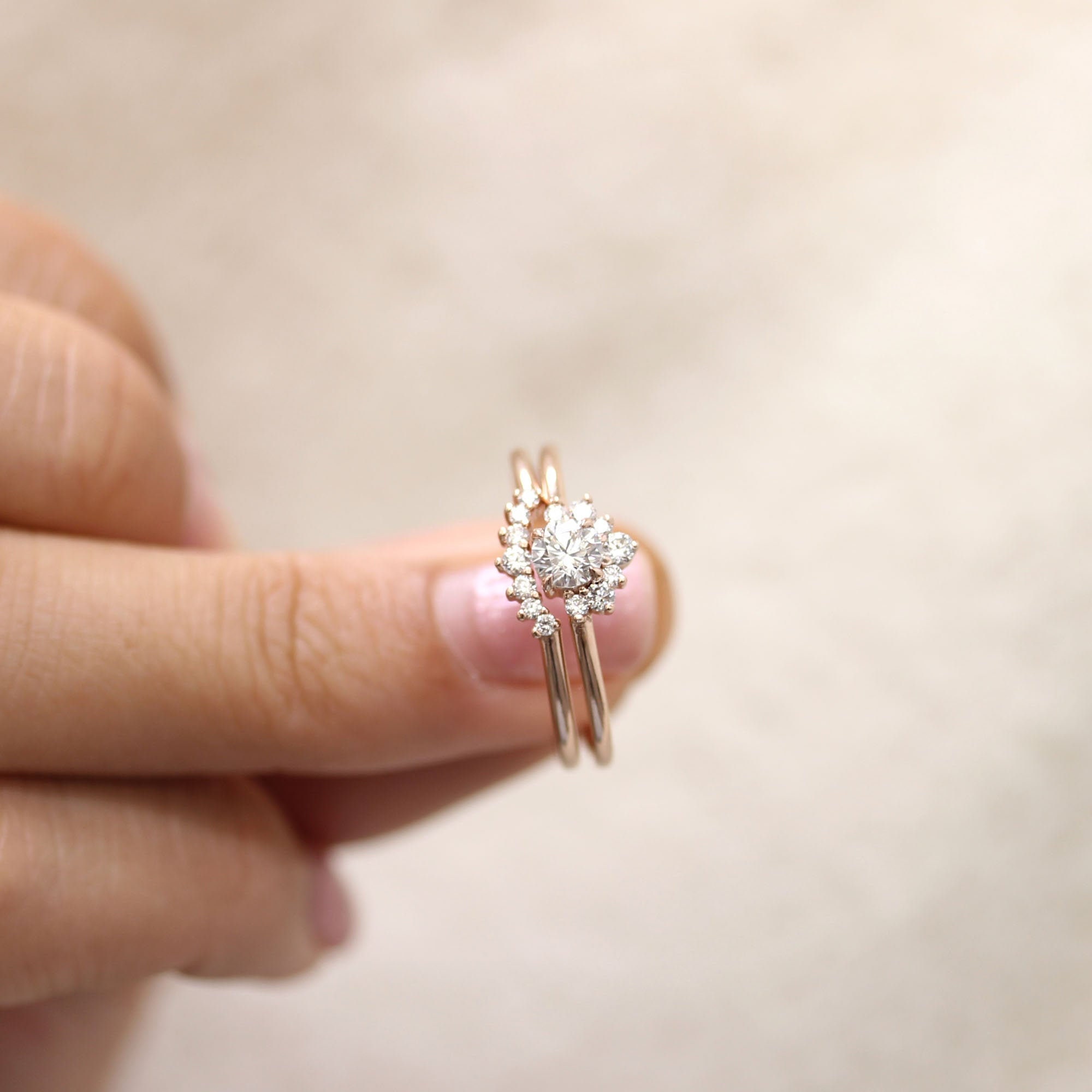 Round Diamond Wedding Ring Set Diamond Engagement Ringyellow | Etsy