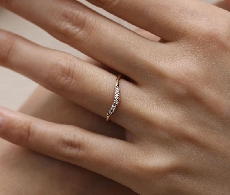 Simple Diamond Ring Wedding Engagement Ring Diamond14k Solid | Etsy