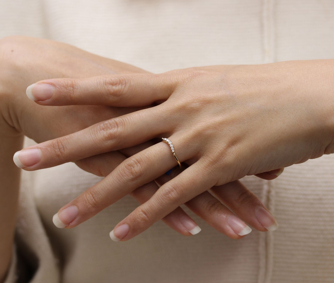 Simple Diamond Ring Wedding Engagement Ring Diamond14k Solid | Etsy