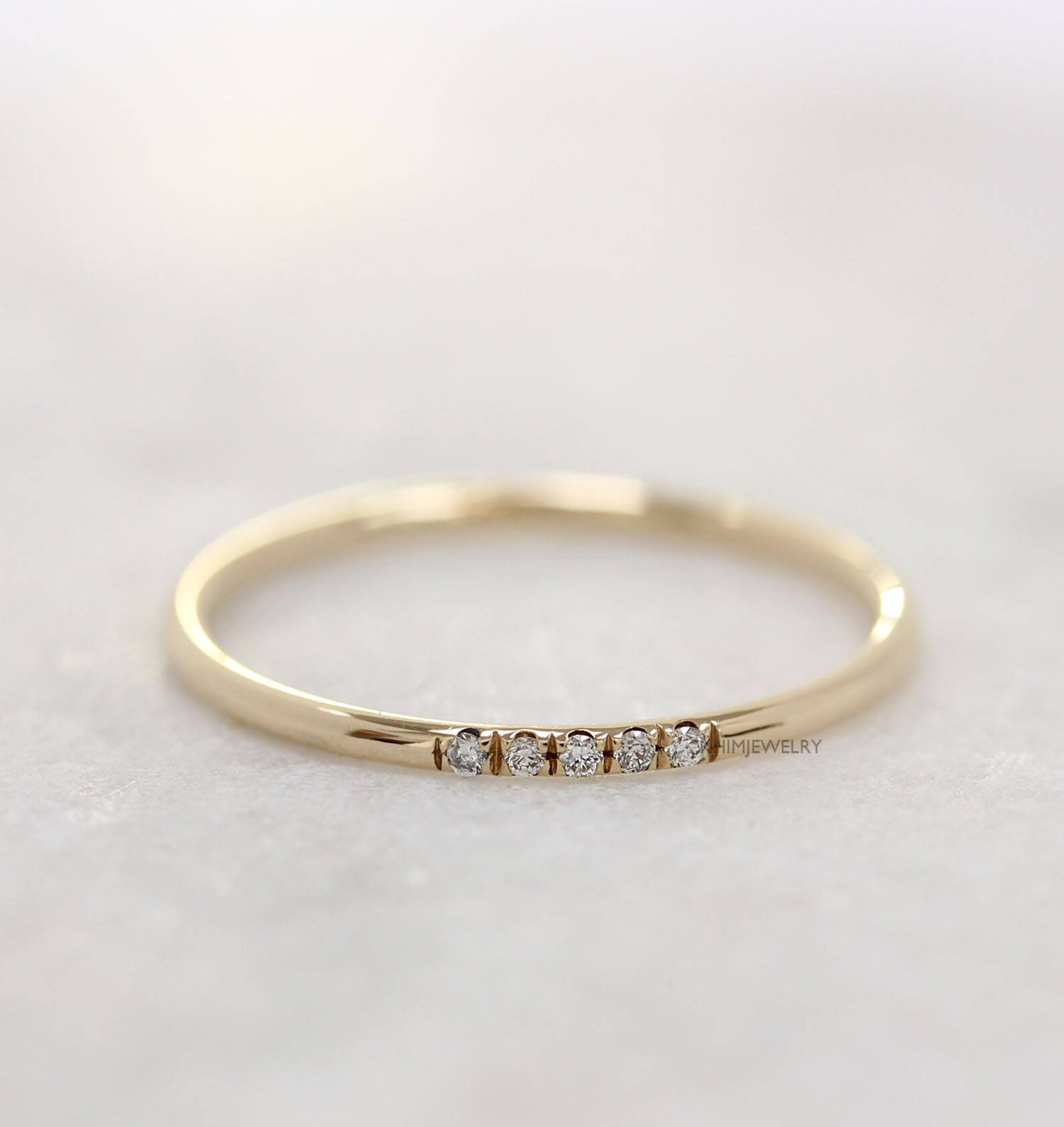 14k Yellow Solid Gold Diamonds Wedding Band in Pave Set - Etsy