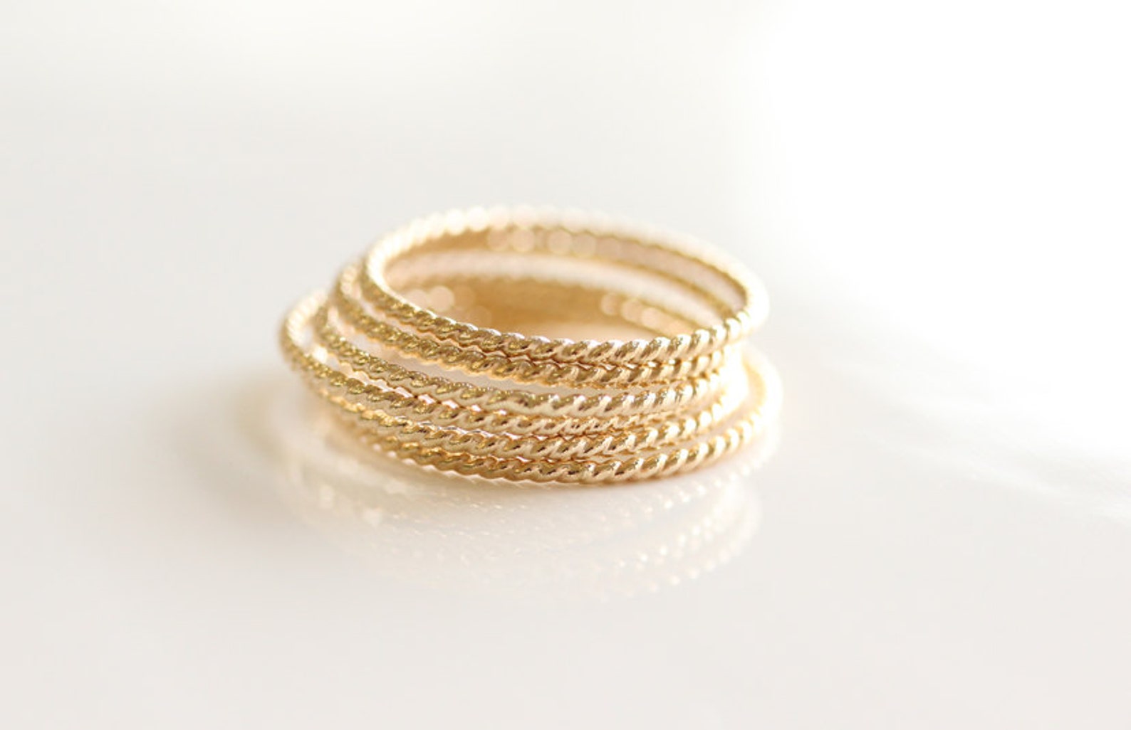 Rope Thread Ring14k Solid Yellow Gold Twisted-hand Stacker | Etsy