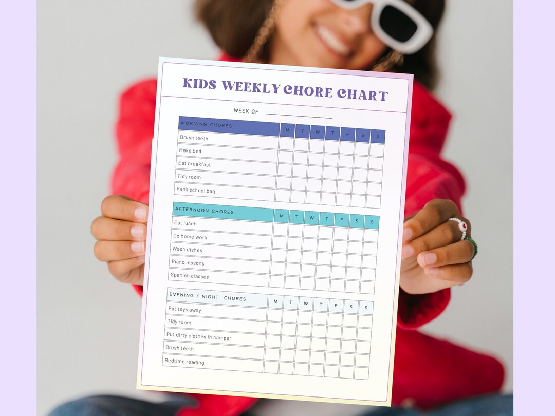 Kids Weekly Chore Tracker - PRINTABLE - Etsy