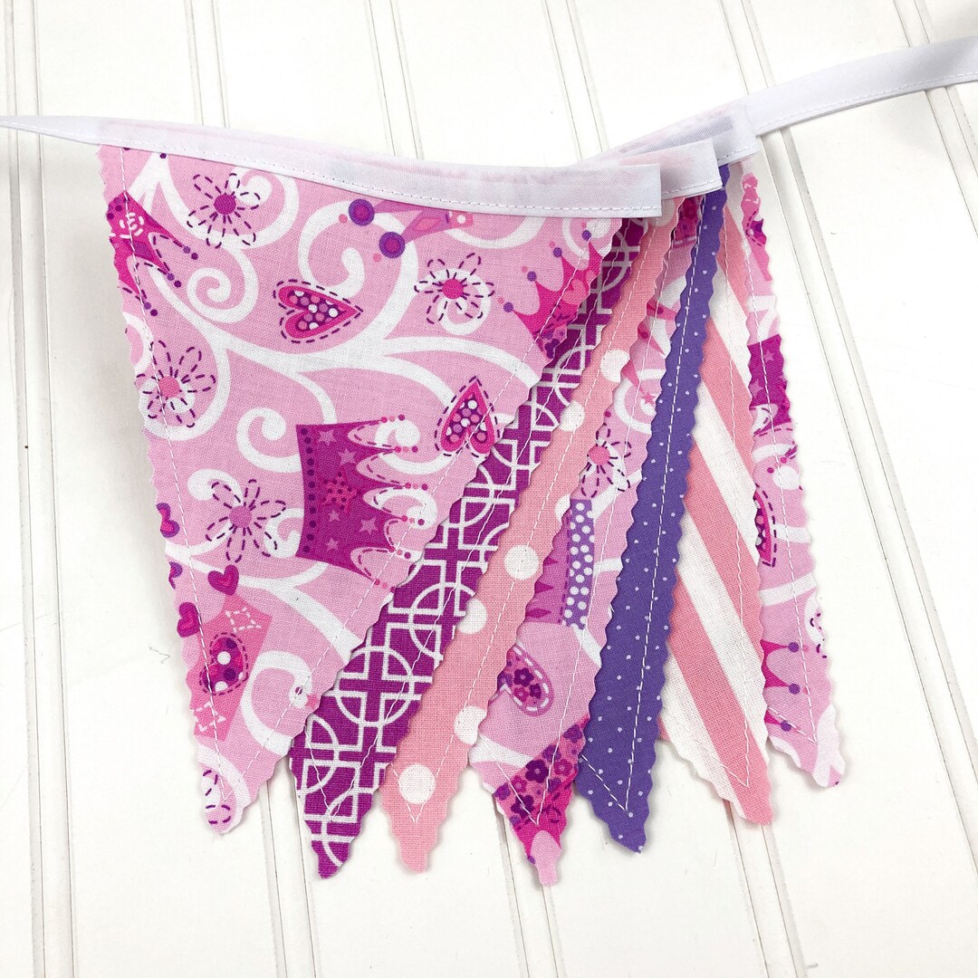 Pink and Purple Princess Bunting Banner, Party Decor, Baby Shower Decor ...