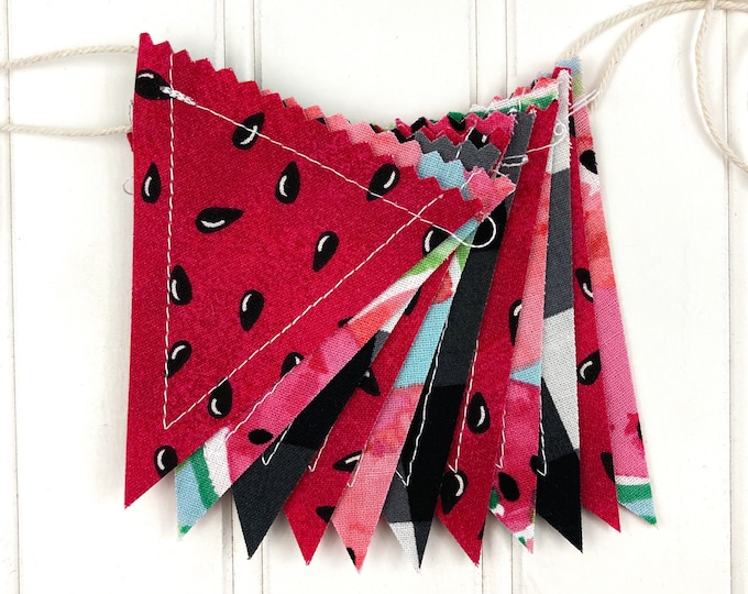 Mini Watermelon Bunting Banner, Bunting Banner, Mini Banner, Fabric ...