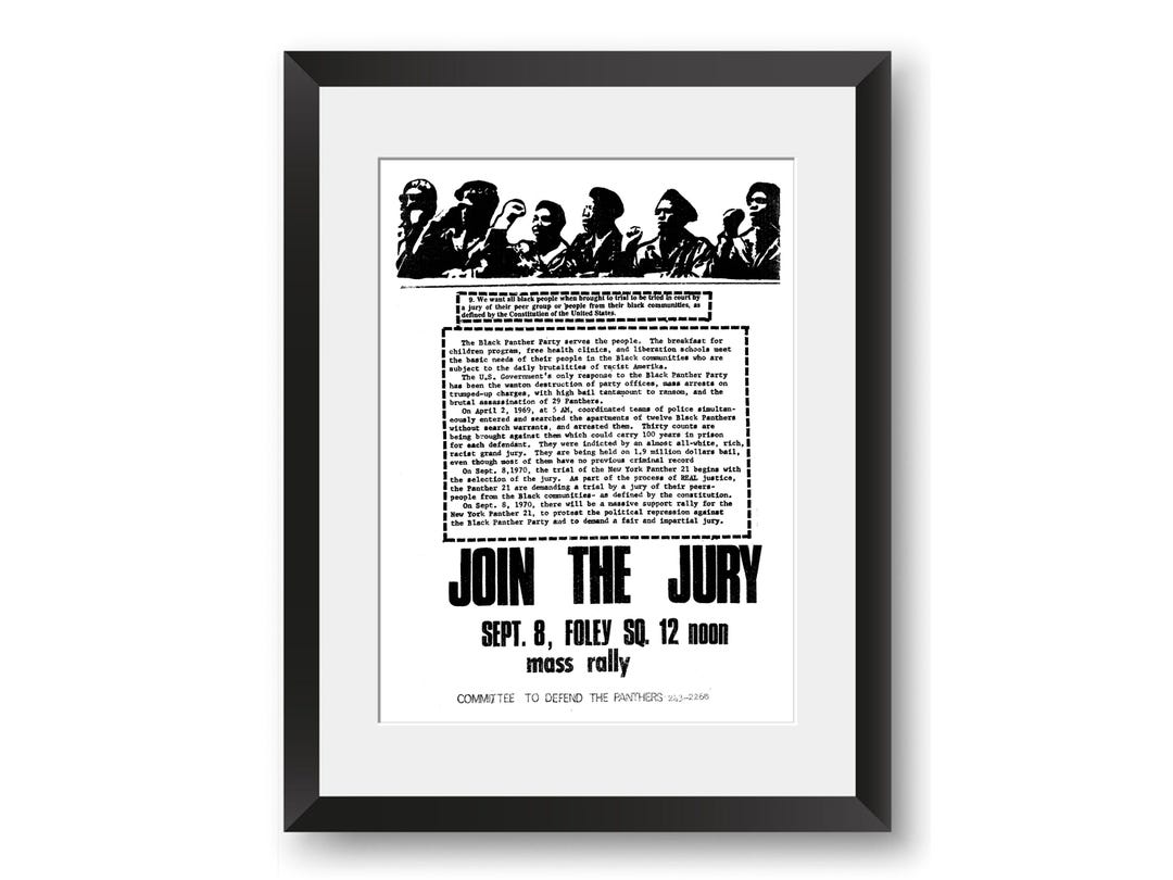 Vintage Black Panther Join the Jury Demonstration Flyer Poster Print ...