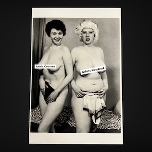 Vintage Photo Reproduction Pin Up Cheesecake Two Busty Ladies Retro