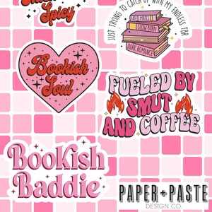 Stickers: Pink Bookish Stickers Pack - 6pcs - Book Stickers - Etsy