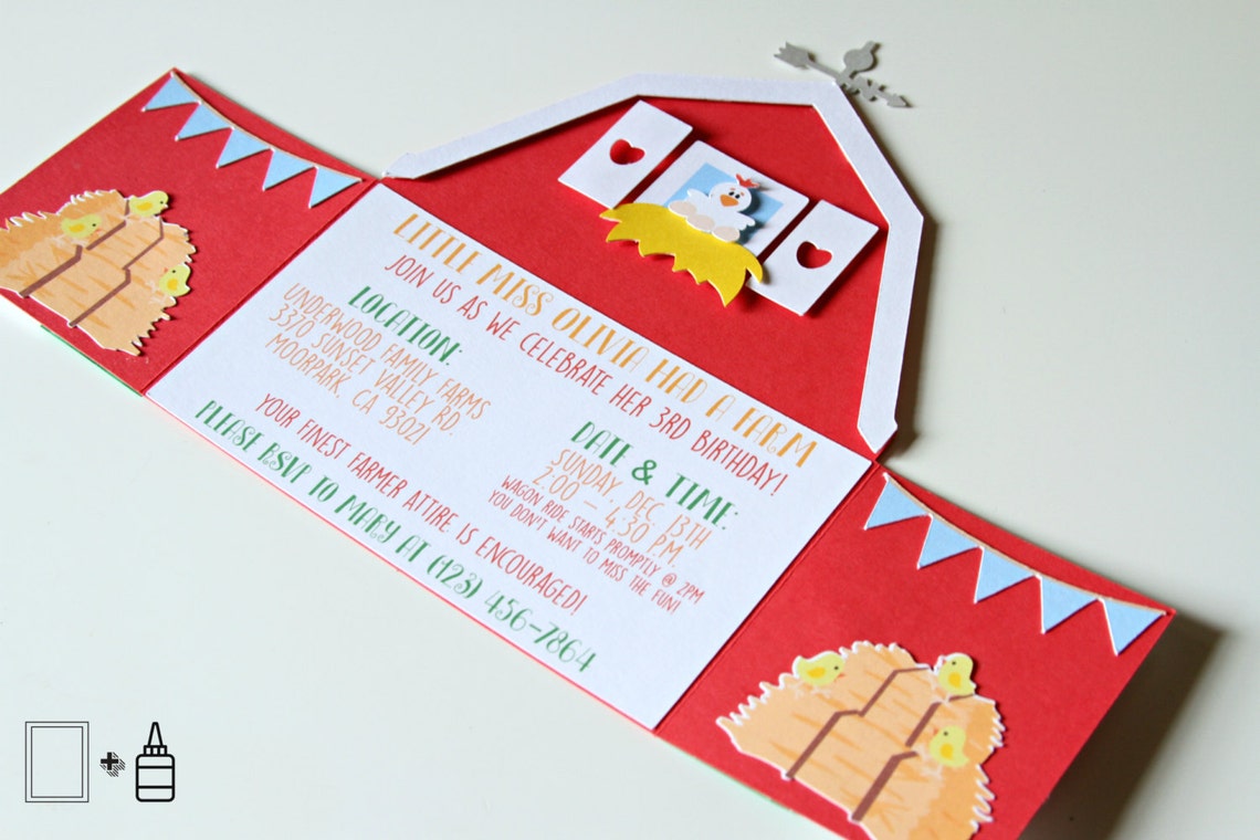 Barnyard Party Barn Invitations Barn Invitation Farm - Etsy