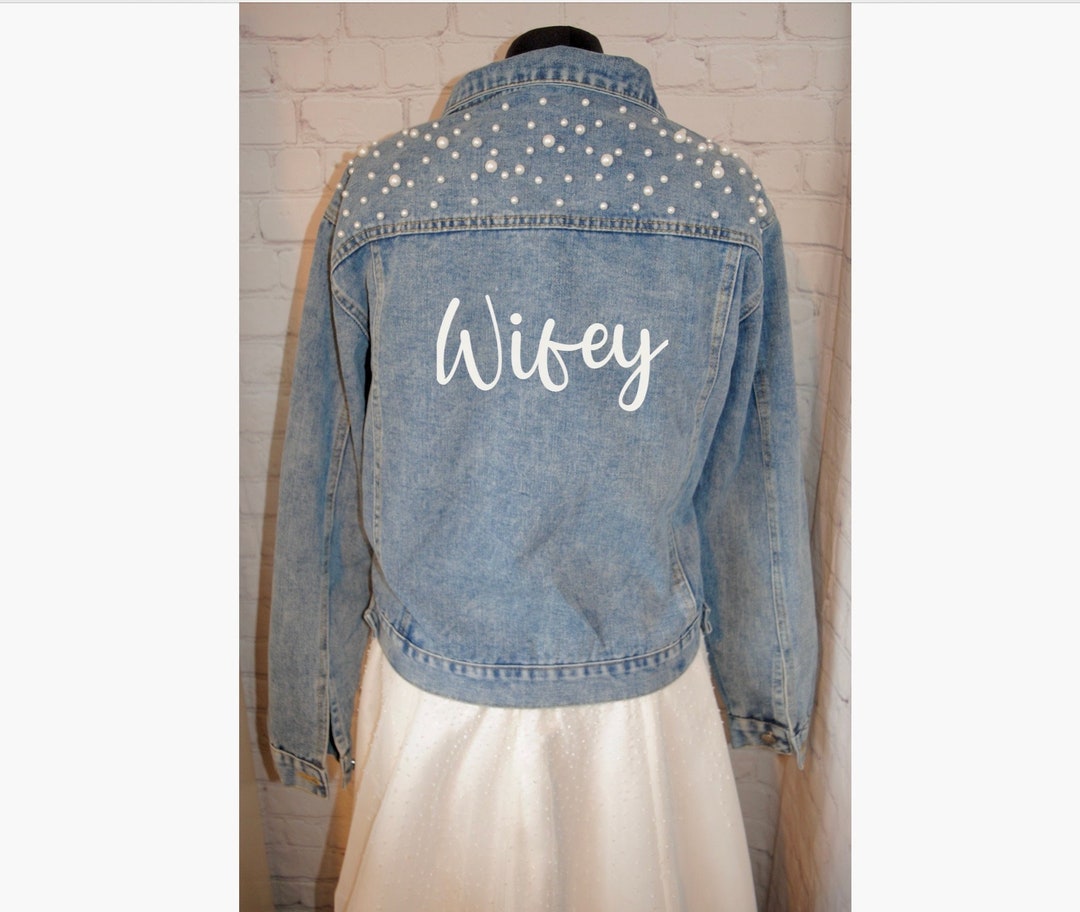 Personalised Denim Jacket, Bride Pearl Jacket, Bride to Be, Just ...