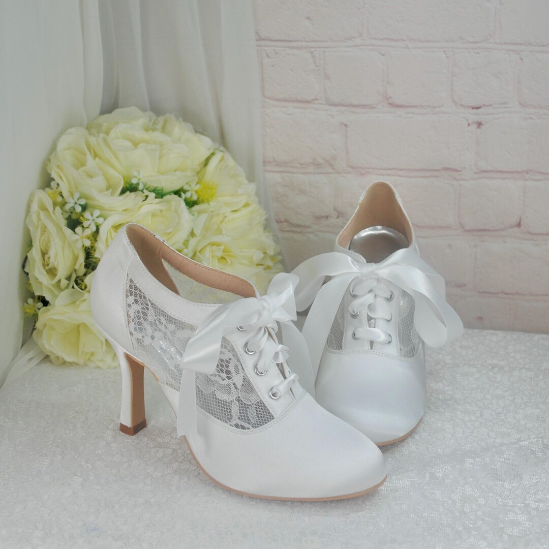 Satin and Lace Bridal Boots, Wedding Shoes for Bride - Etsy