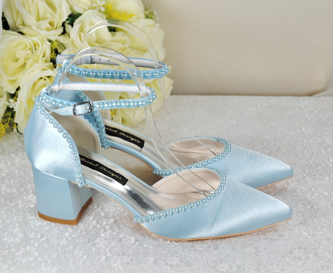 Custom Colour Block Heel Sandals: Pearl Bridesmaid Bridal Shoes - Etsy