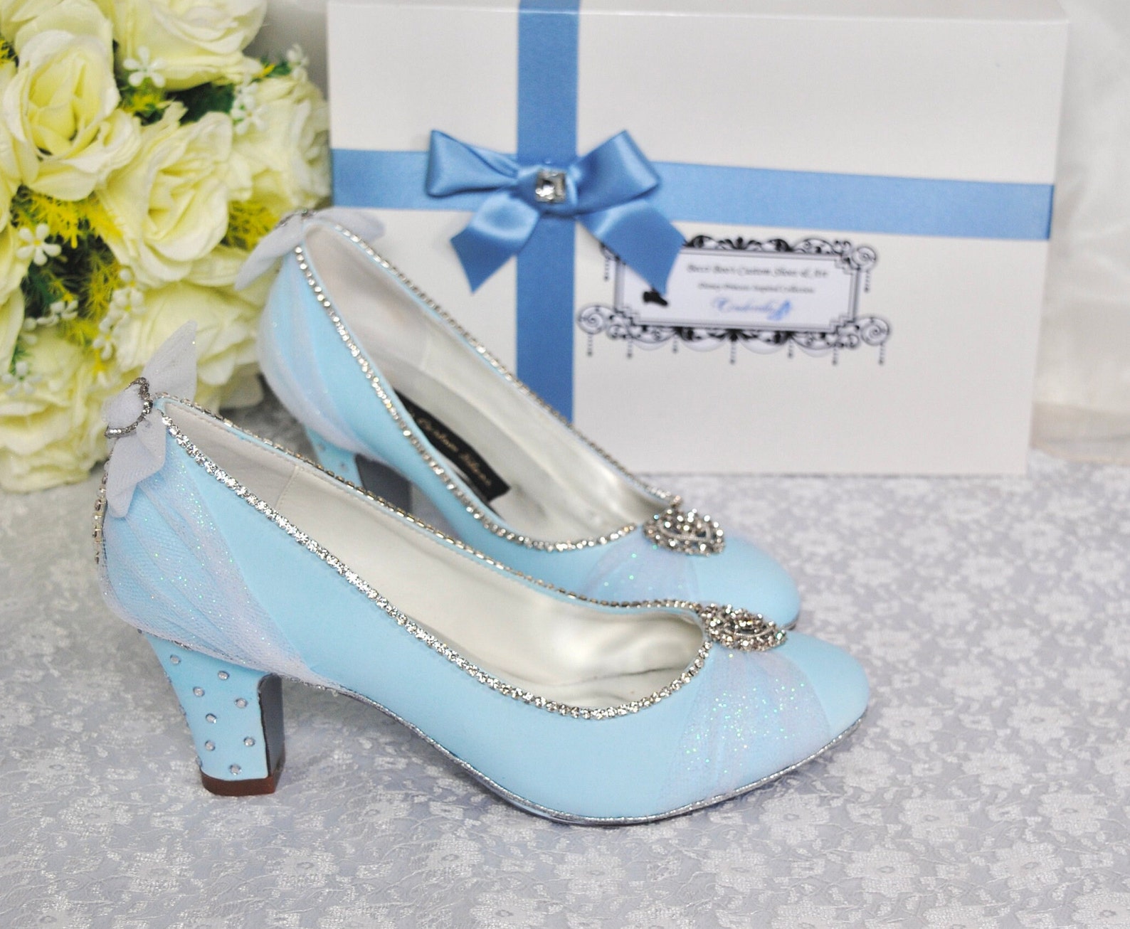 Stunning Custom Cinderella Wedding Shoes Blue Princess Bridal - Etsy
